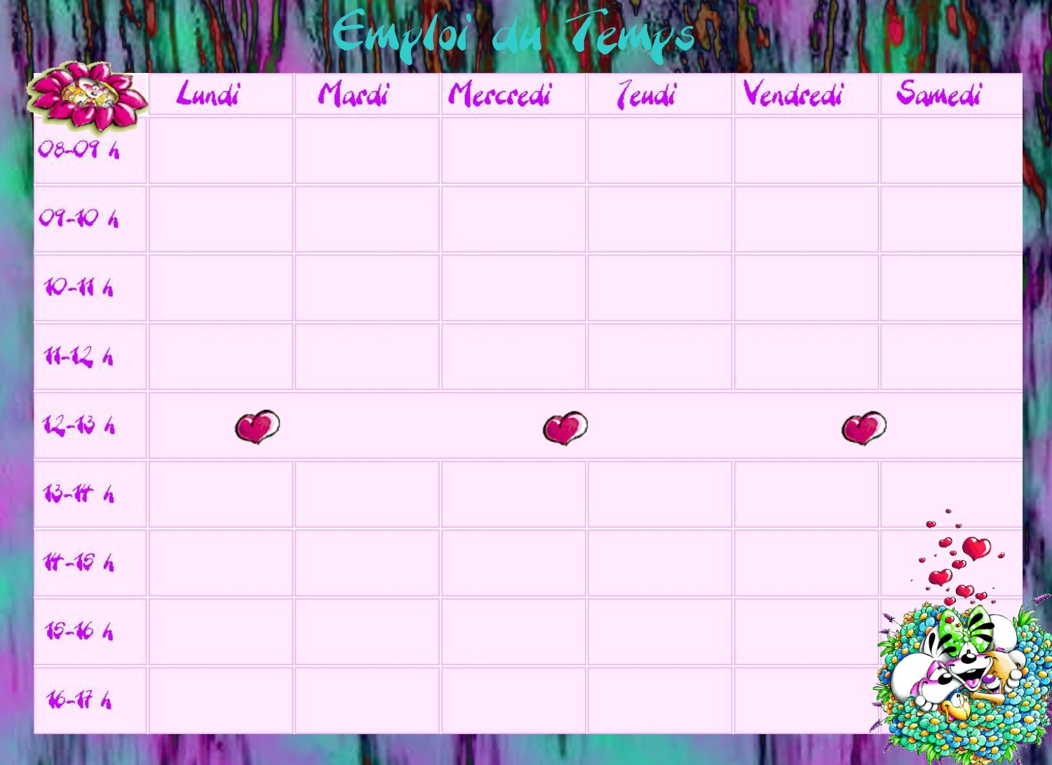Emploi Du Temps at Patricia Mack blog